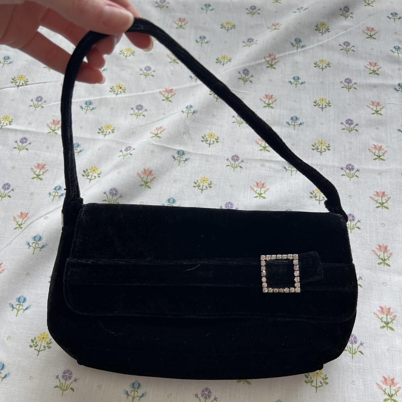 Free shipping 2000s black velvet mini bag... - Depop