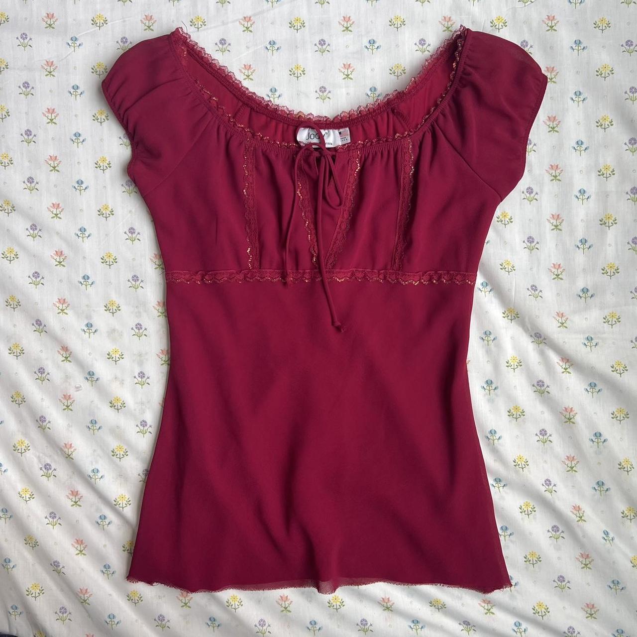 2000s cap sleeve milkmaid top Raspberry pink color... - Depop
