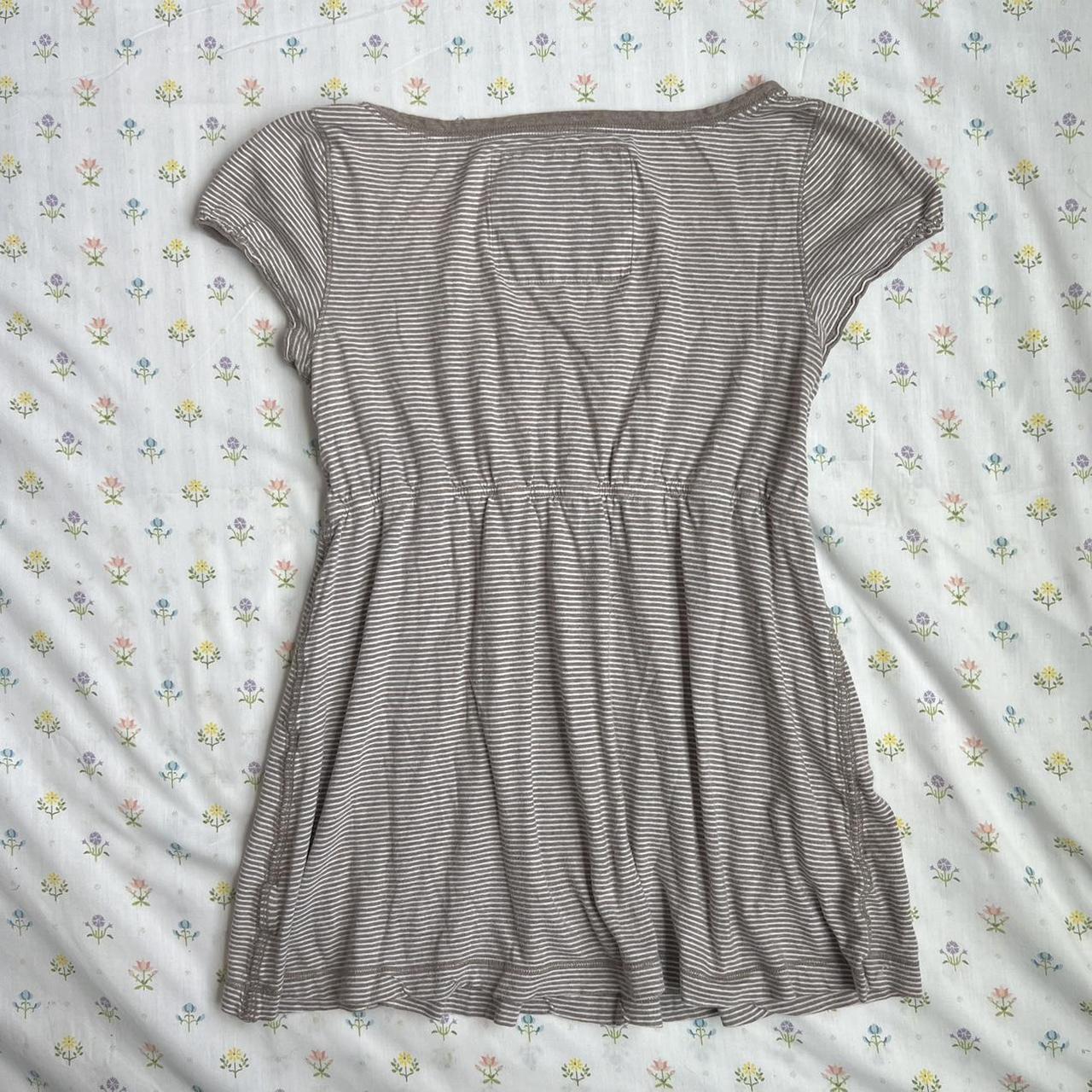 2000s Abercrombie and Fitch babydoll top Taupe... - Depop