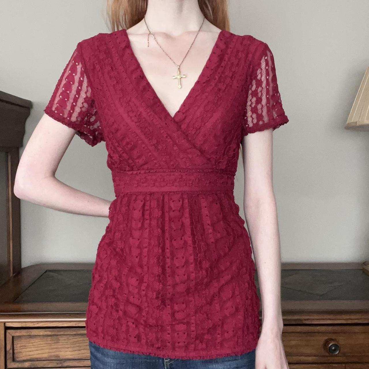 Raspberry pink lace babydoll top Pit to pit: 19... - Depop