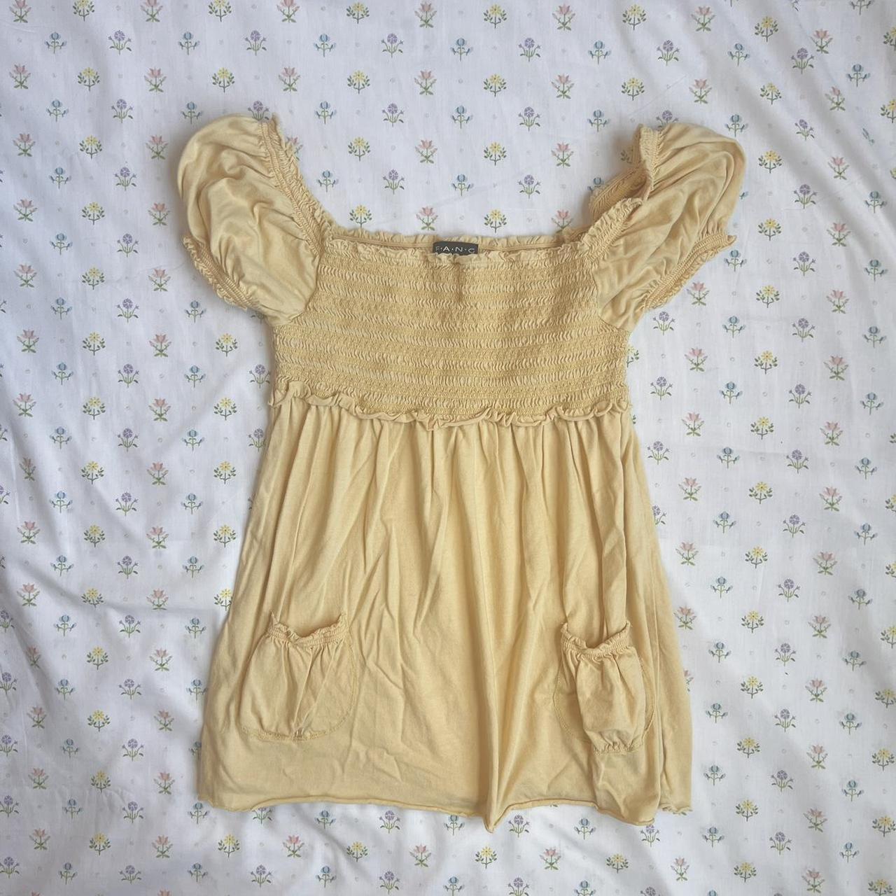 2000s yellow babydoll top Fits like an extra small... - Depop