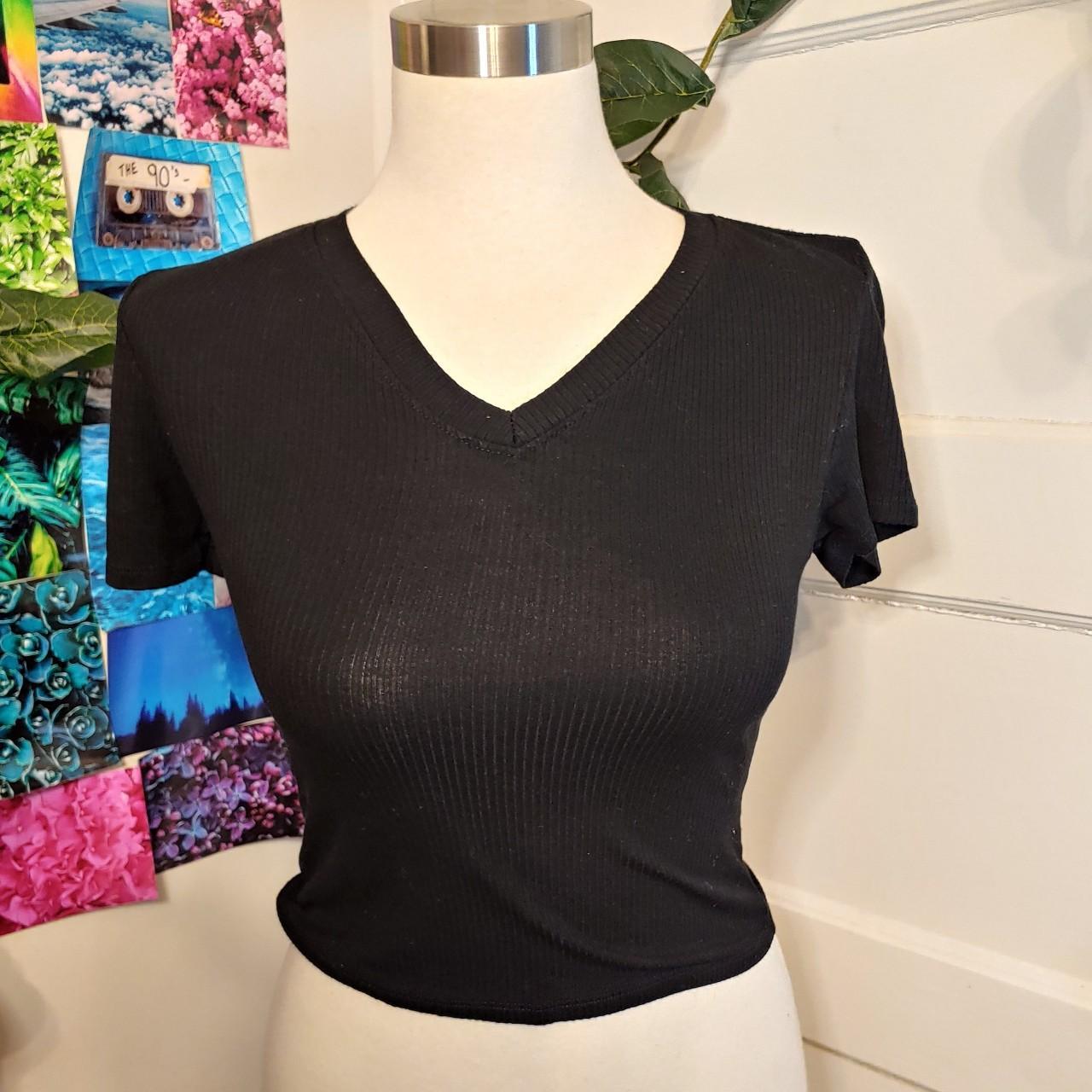 Active Basic brand size large Black v neck t-shirt... - Depop