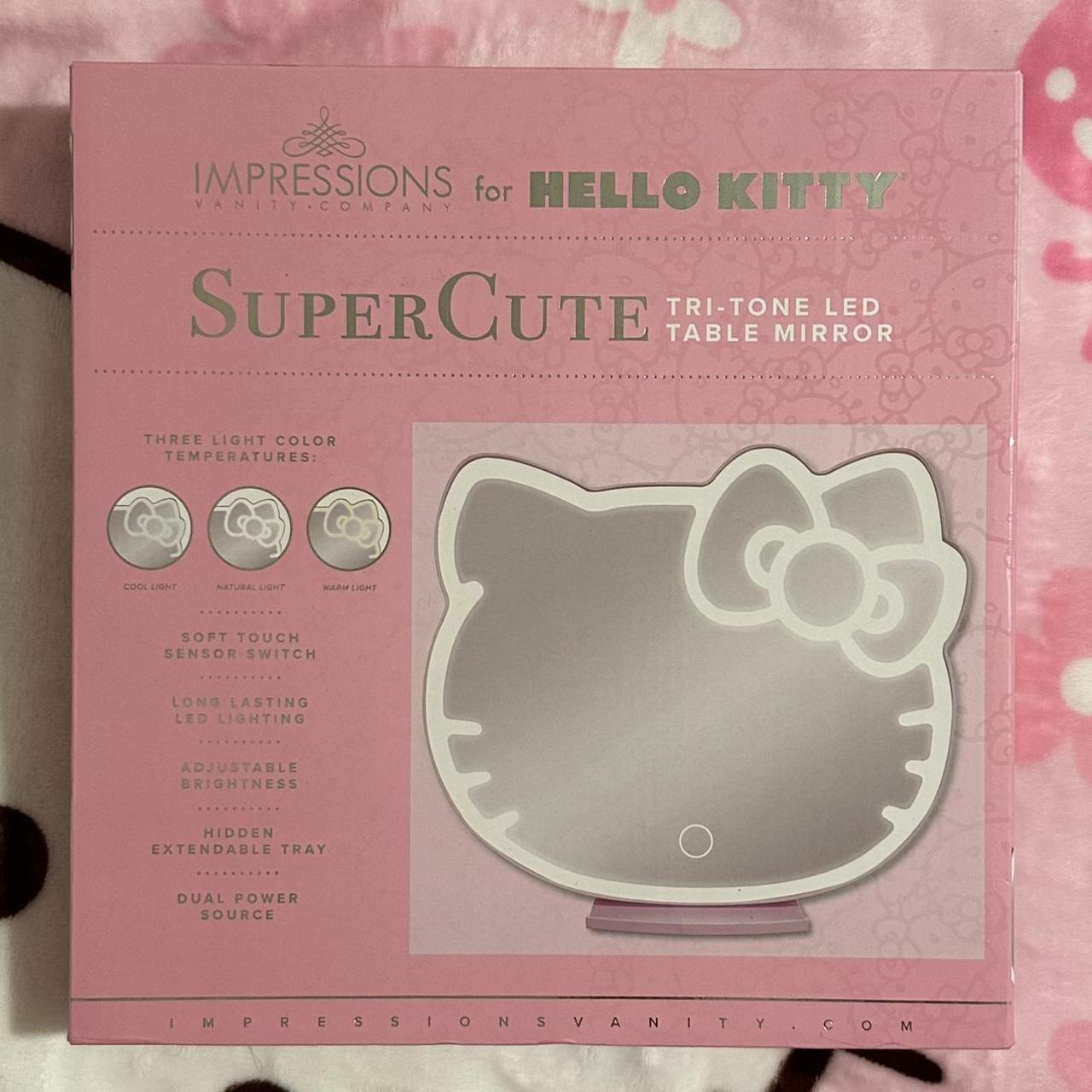 Hello Kitty table mirror in pink and grey... - Depop