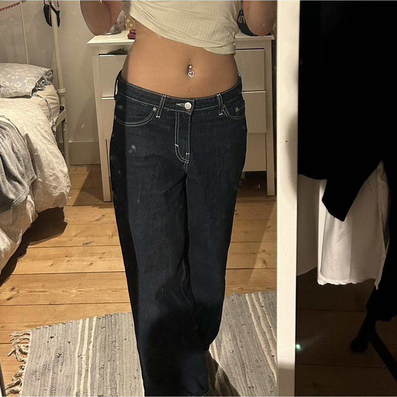 Dark blue weekday jeans ‘Ample low loose jeans’ in... - Depop