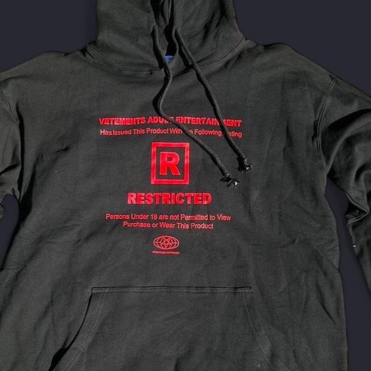 Vetements restricted hoodie , heavily worn but no... | Depop