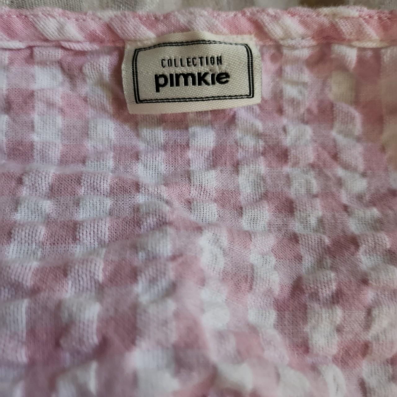 pimkie crinkle/popcorn textured baby pink gingham... - Depop