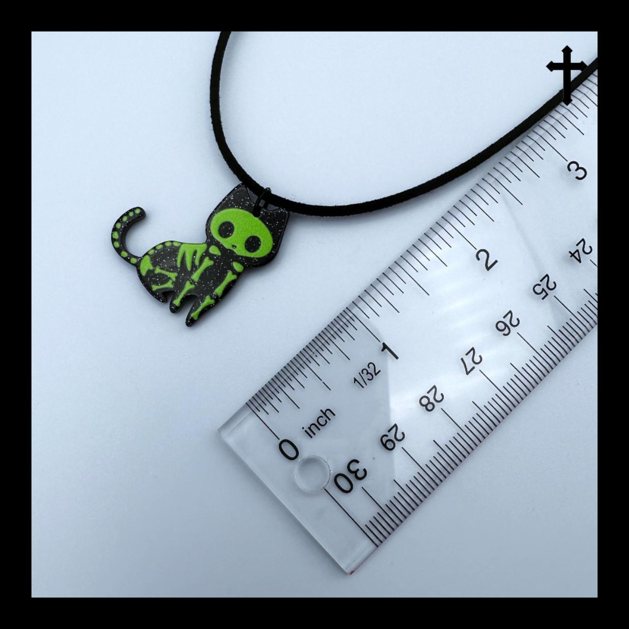 Skeleton Cat Choker! (black and green) Handmade [... - Depop