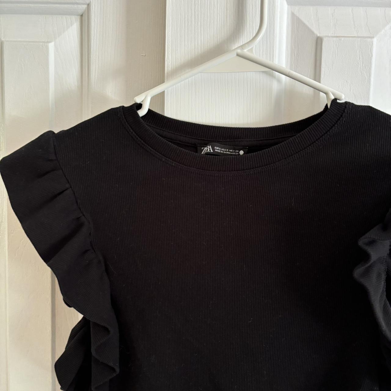 Zara black ruffle top, size S, worn a few... - Depop