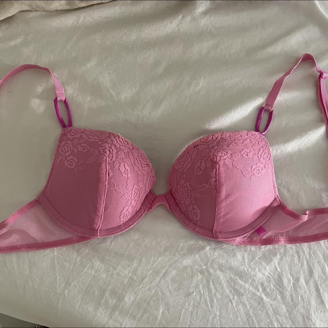 Victoria’s Secret pink Lacey push up bra! Size 32B.... - Depop