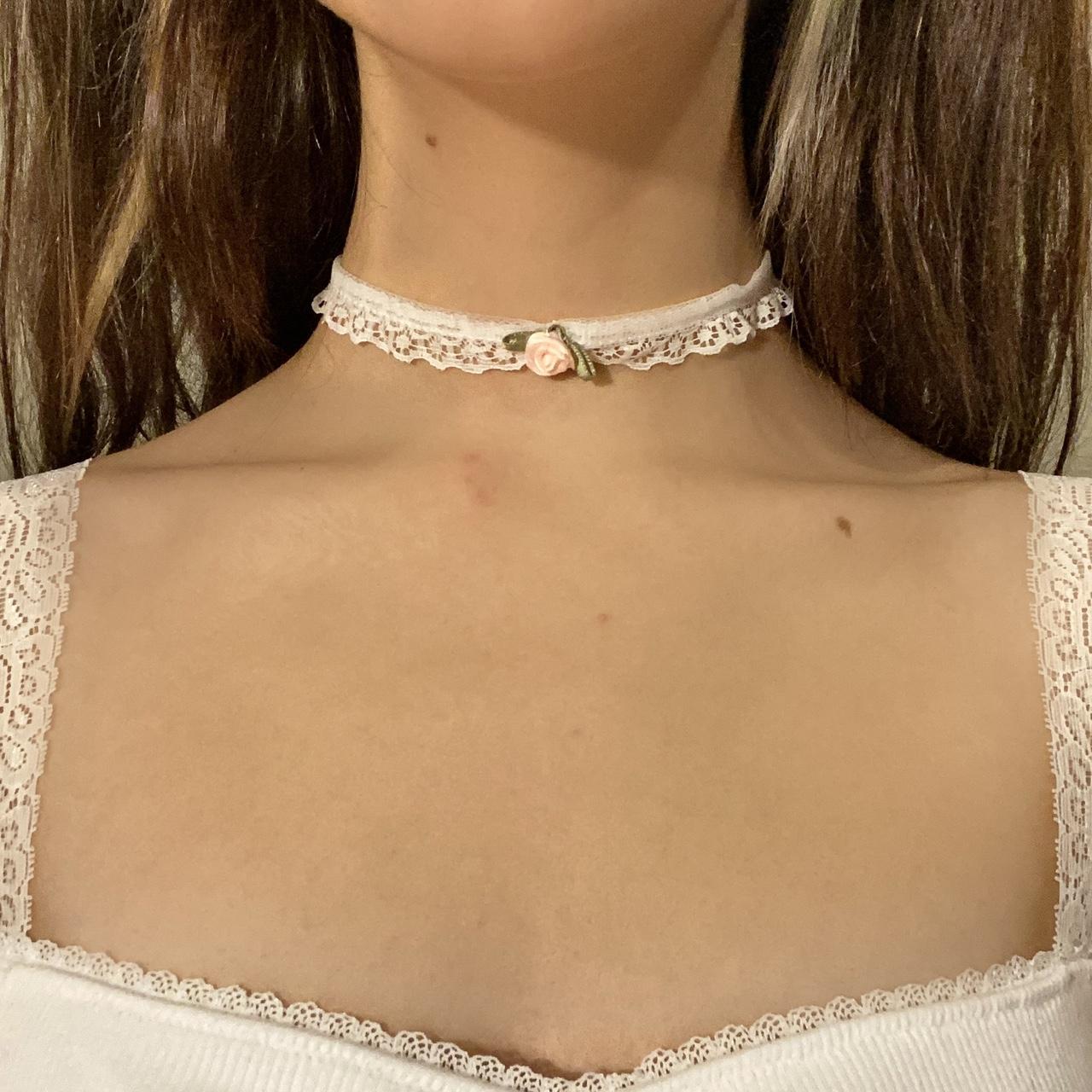 ꒰ა lace rosette choker ໒꒱ ⋆ ˚｡⋆୨♡୧⋆ ˚｡⋆ -handmade... - Depop