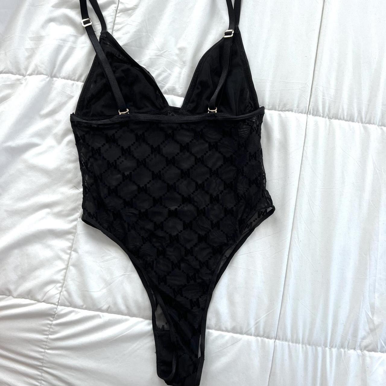 meshki millie monogram bodysuit worn literally... - Depop