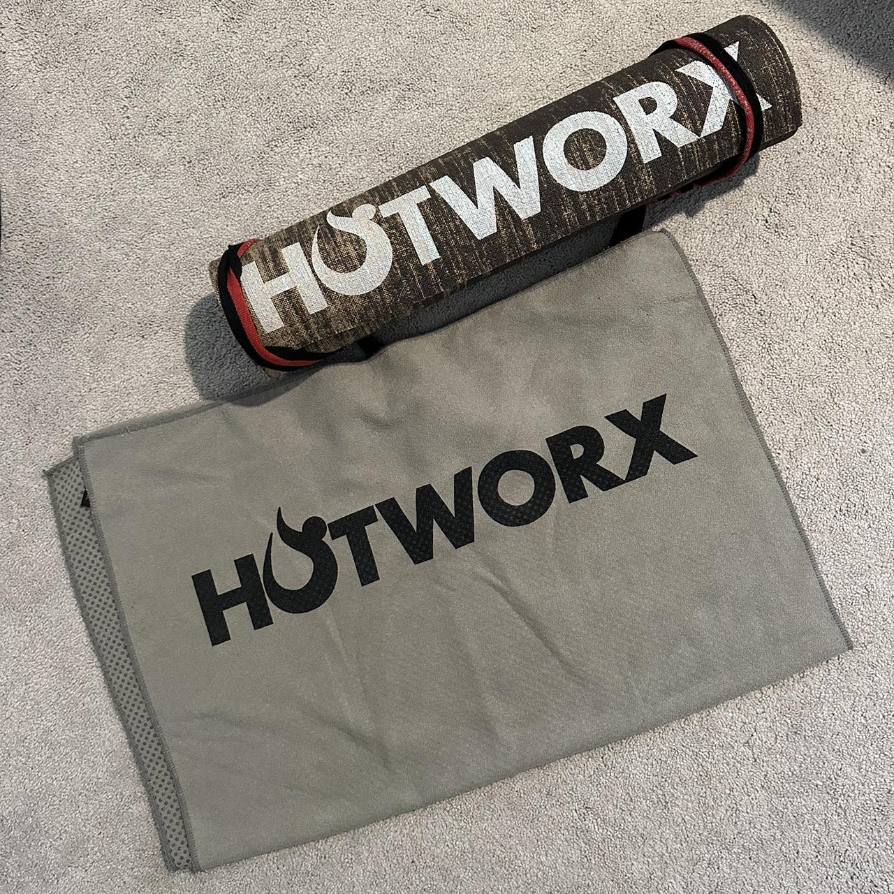 Grey Hotworx yoga mat and towel bundle #yogamat... - Depop