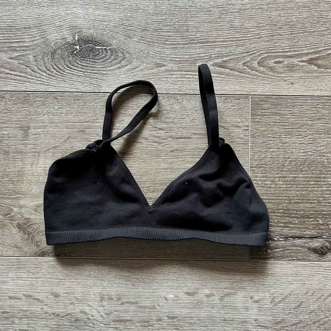 ribbed black dainty open back sports bra, cotton so... - Depop