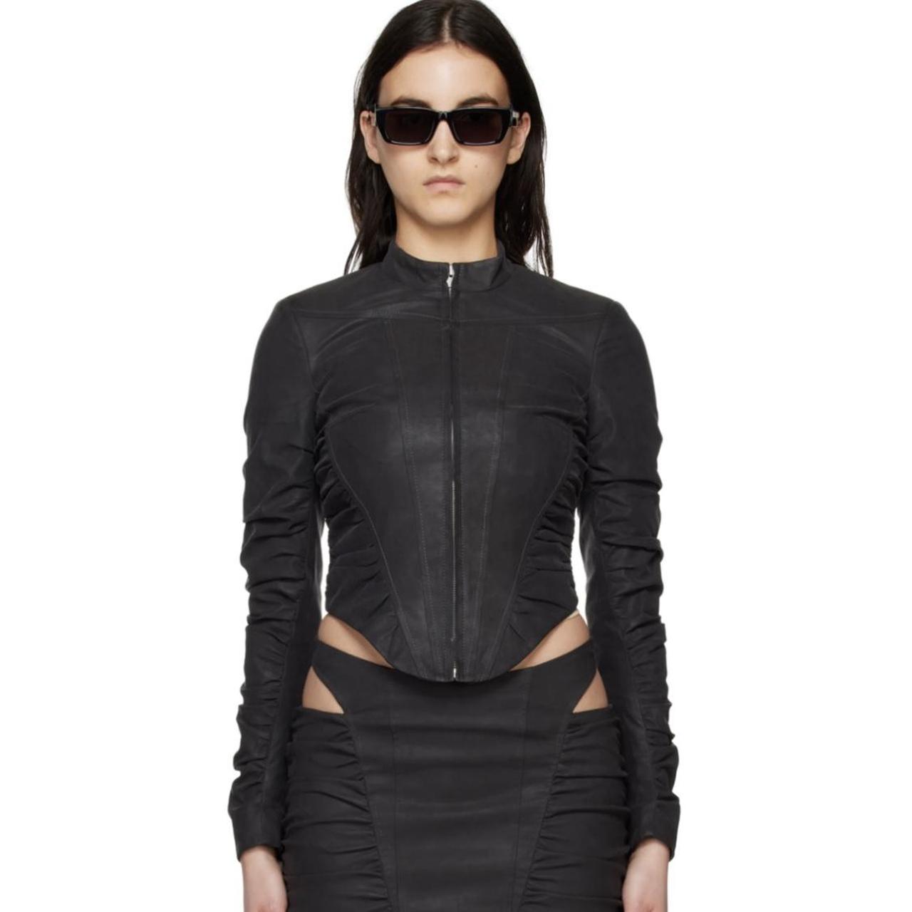 MISBHV black ruched faux leather jacket new with... - Depop