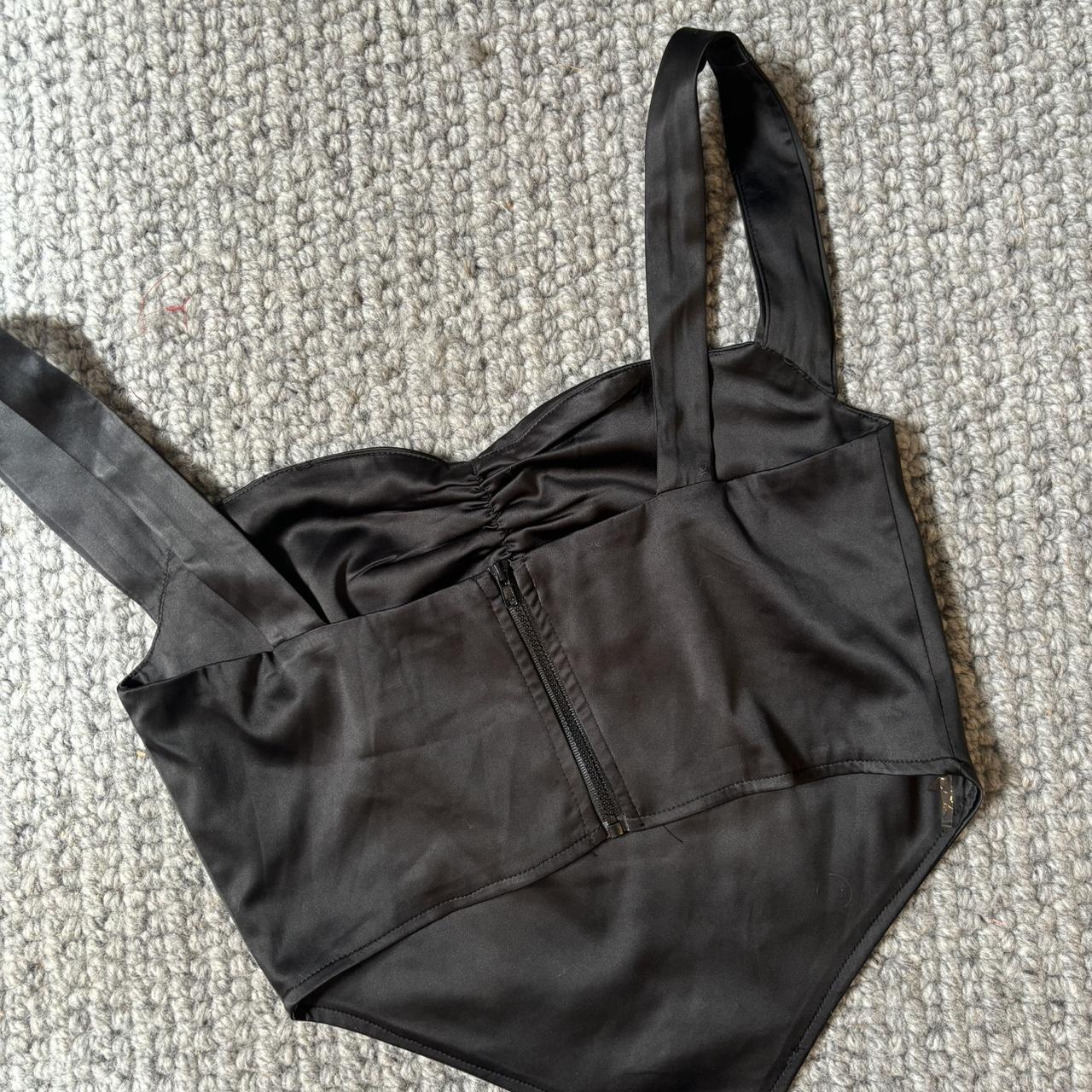 Black satin triangle top. Zipper closure. Speedo... - Depop