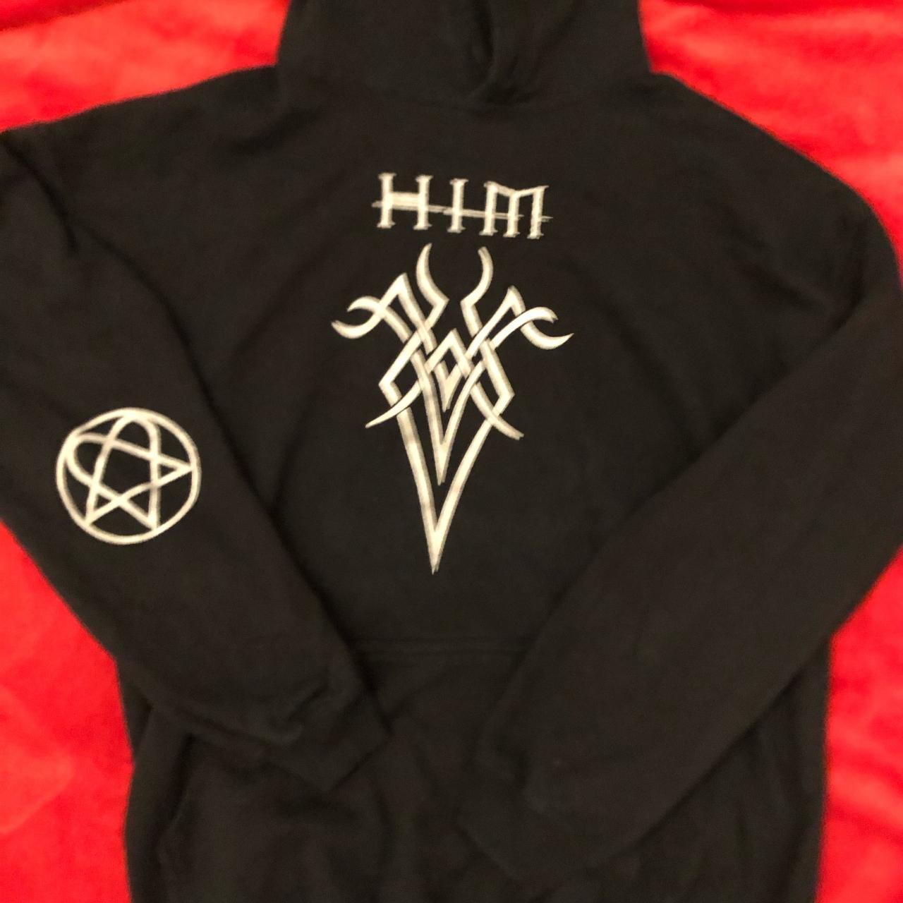 super cool HIM hoodie. rare merch design with silver... - Depop