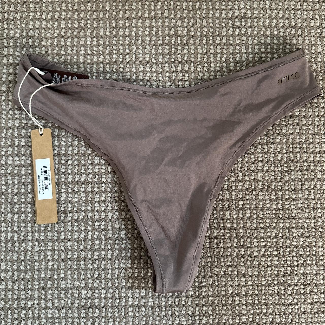 SKIMS brand new unworn shine jersey thong in colour... - Depop