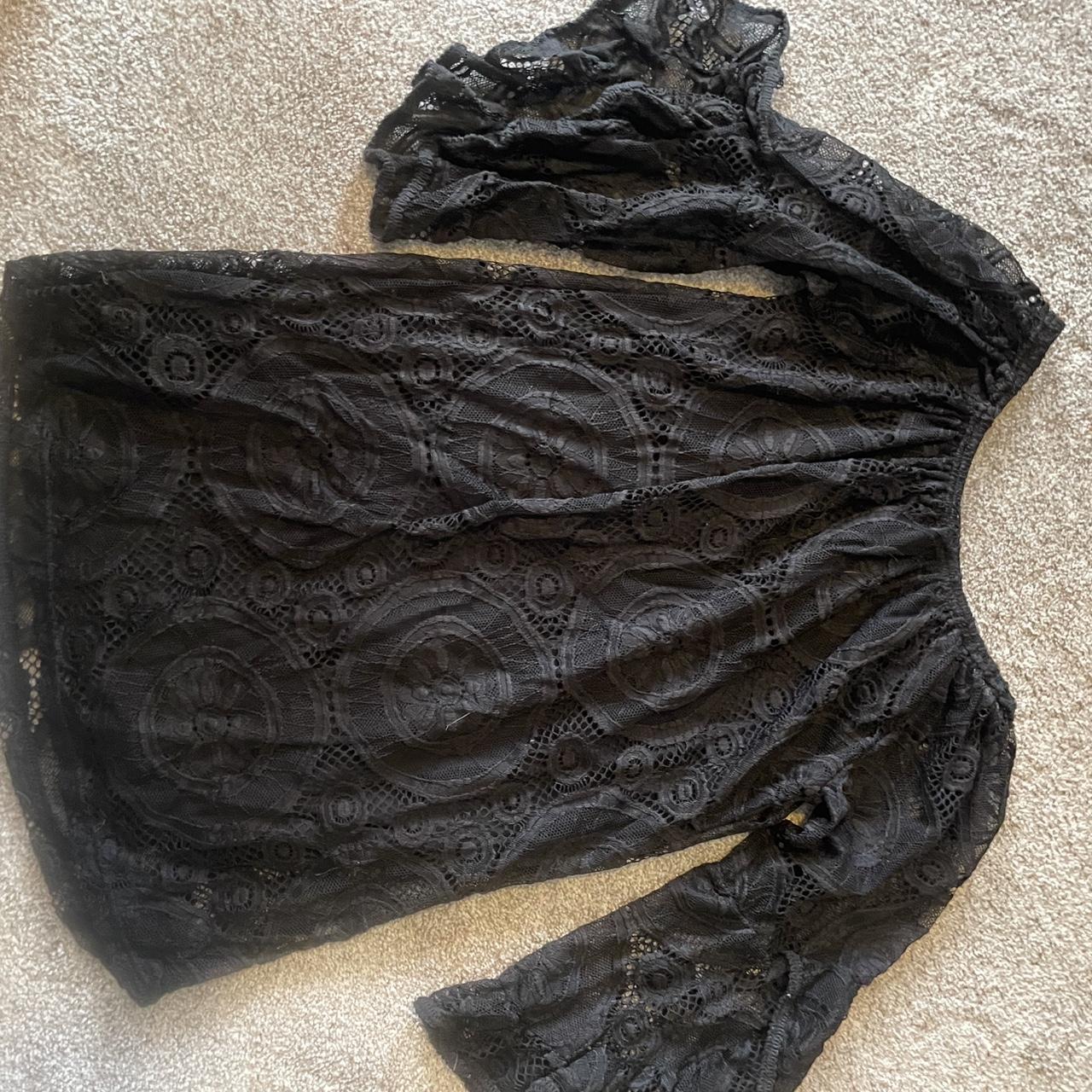 super cute black lace tunic with frilly sleeves.... - Depop