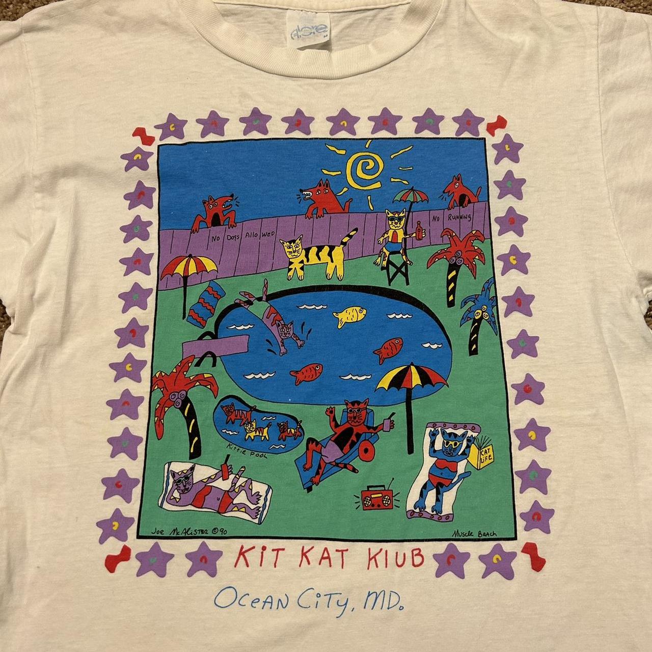 Vintage 1990's Kit Kat Club Cute Cat T shirt... - Depop