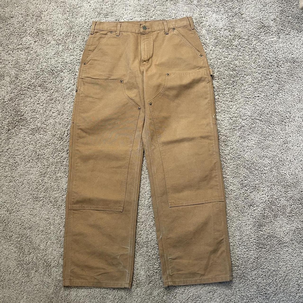 Vintage Carhartt Double Knee Canvas Workwear... - Depop