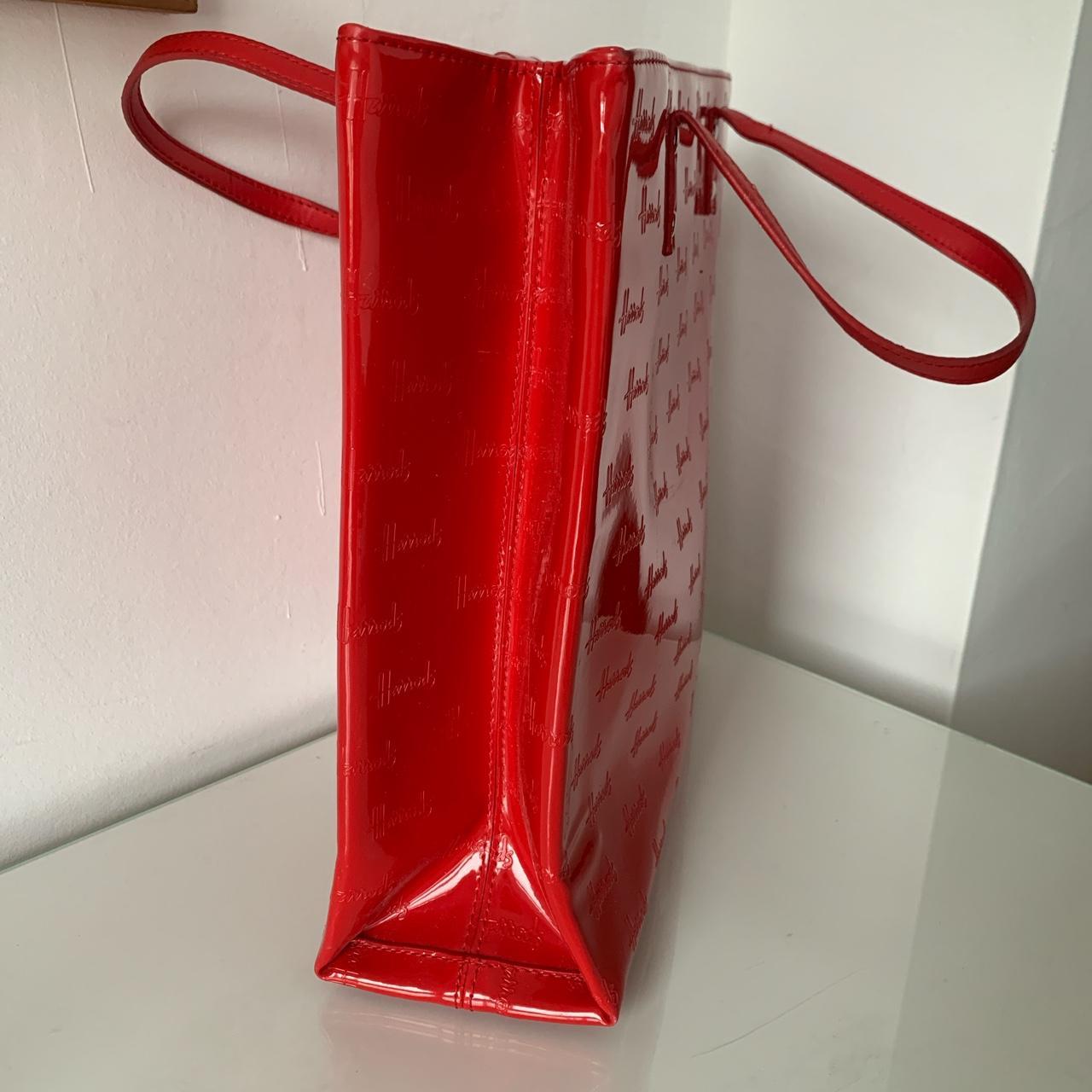 Harrods tote bag Shiny red patient material... - Depop