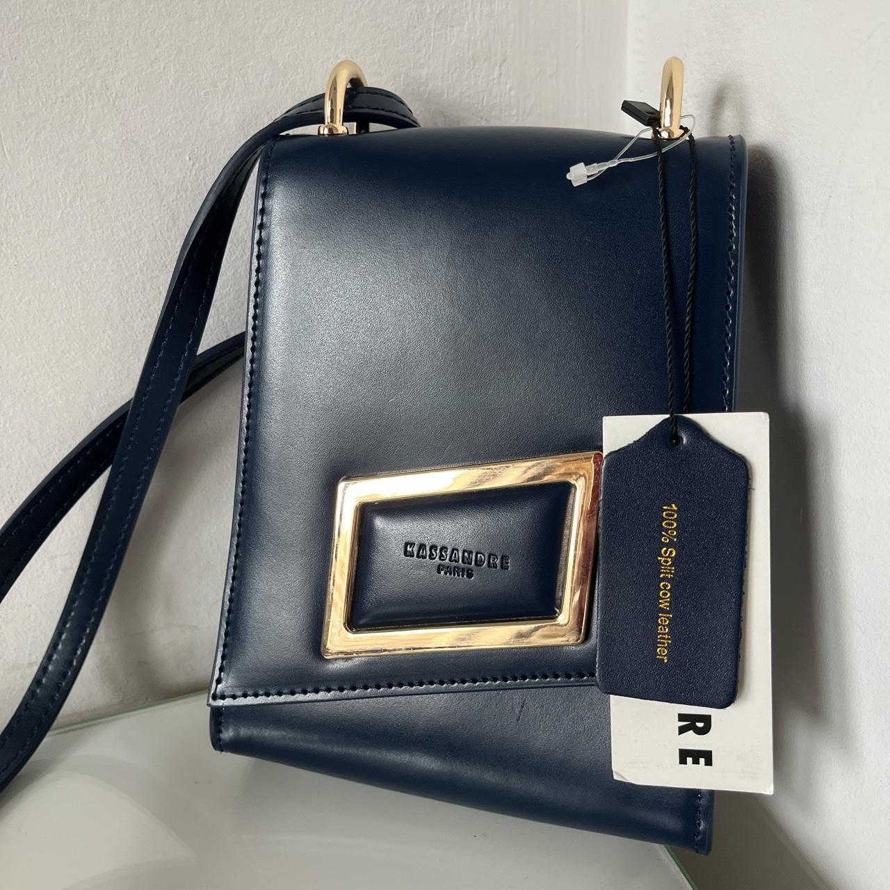 Kassandre Paris Crossbody bag Navy and gold 100%... - Depop