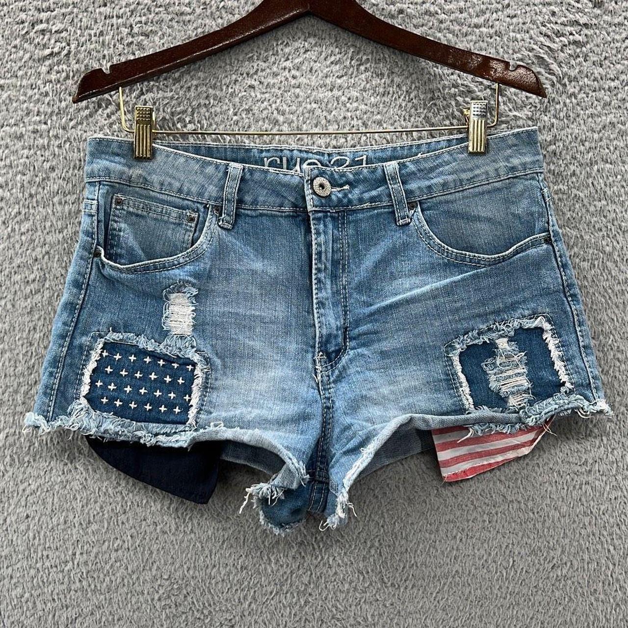 High Rise Cut Off Short Shorts American Flag 13/14... - Depop