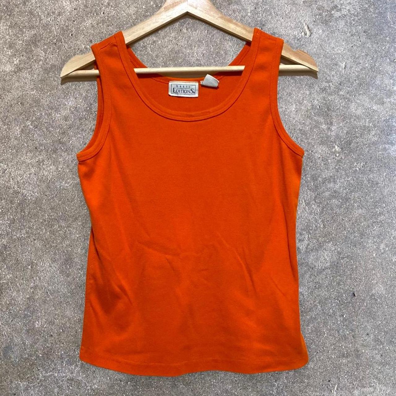 Vintage 90s Orange Basic Editions Tank Top M Thick... - Depop