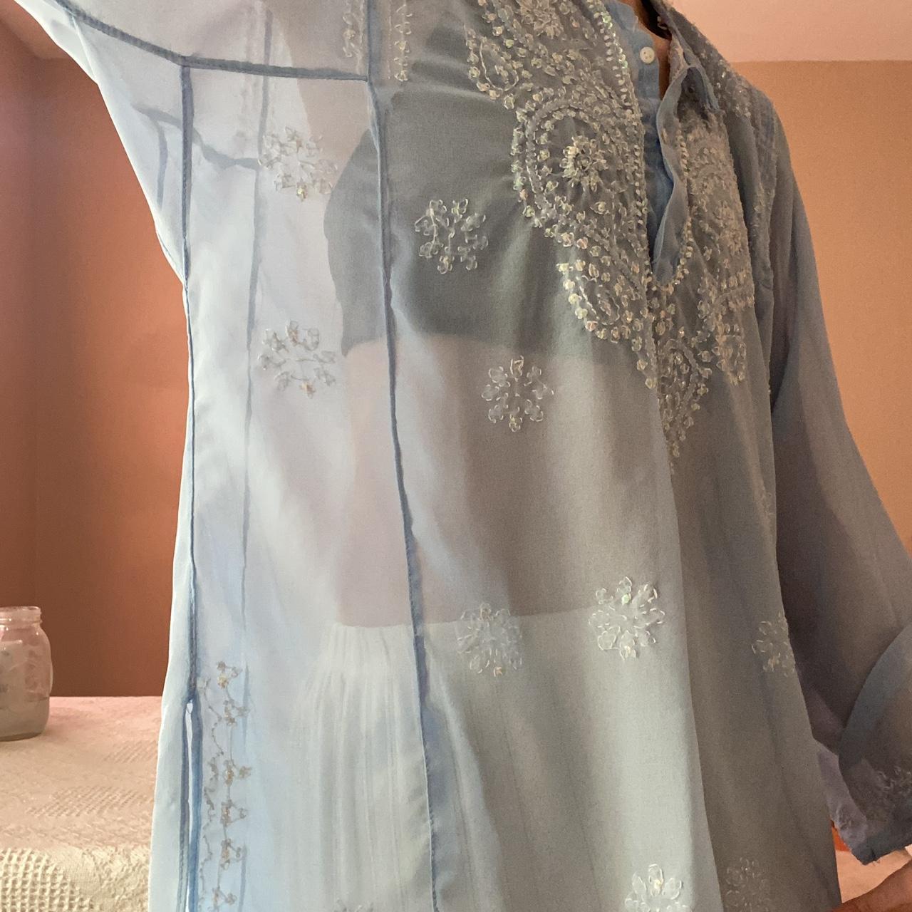 light blue sheer top hippie - Depop