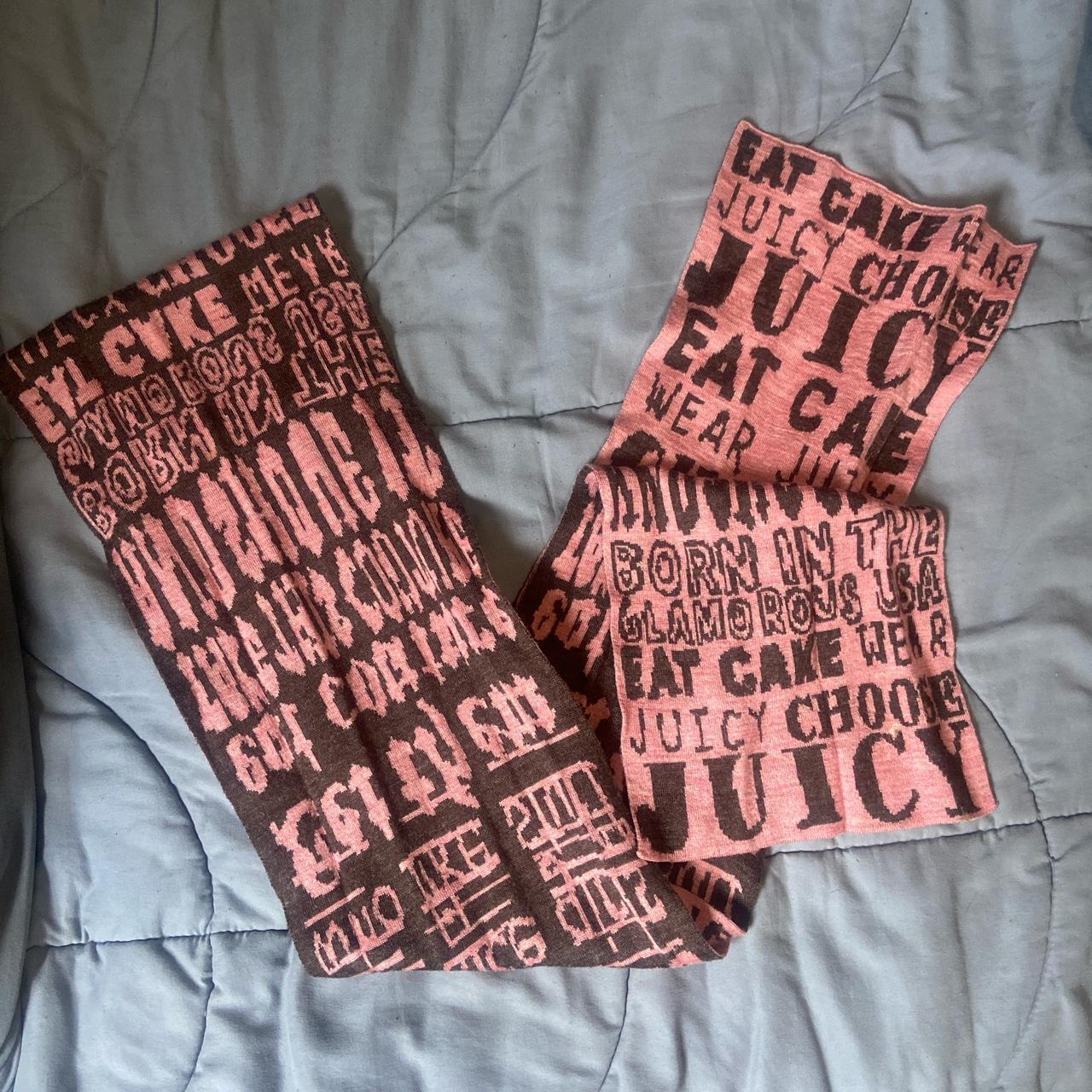 Pink and Brown Juicy Couture Scarf - Depop