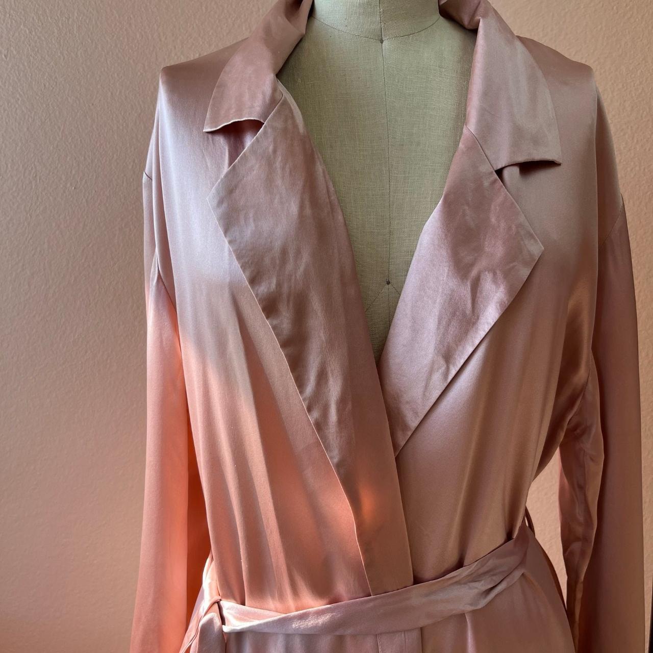 PINK SILK ROBE Vintage mauve pink collared robe.... - Depop