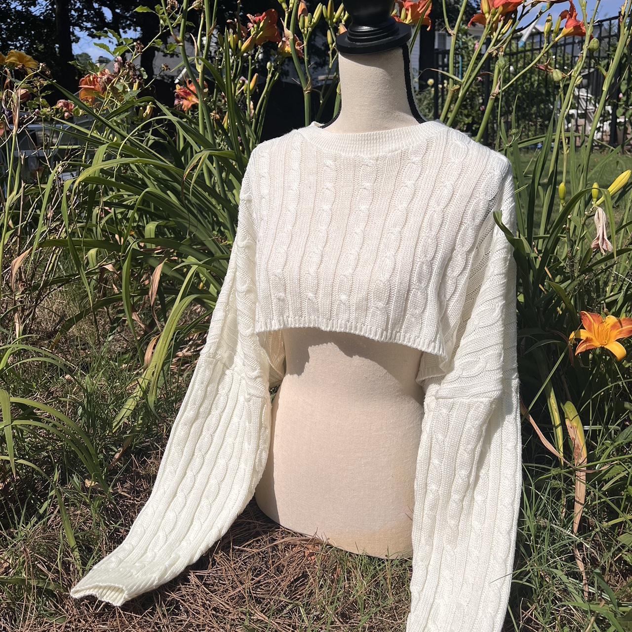 prettylittlething super crop top long sleeve sweater... - Depop