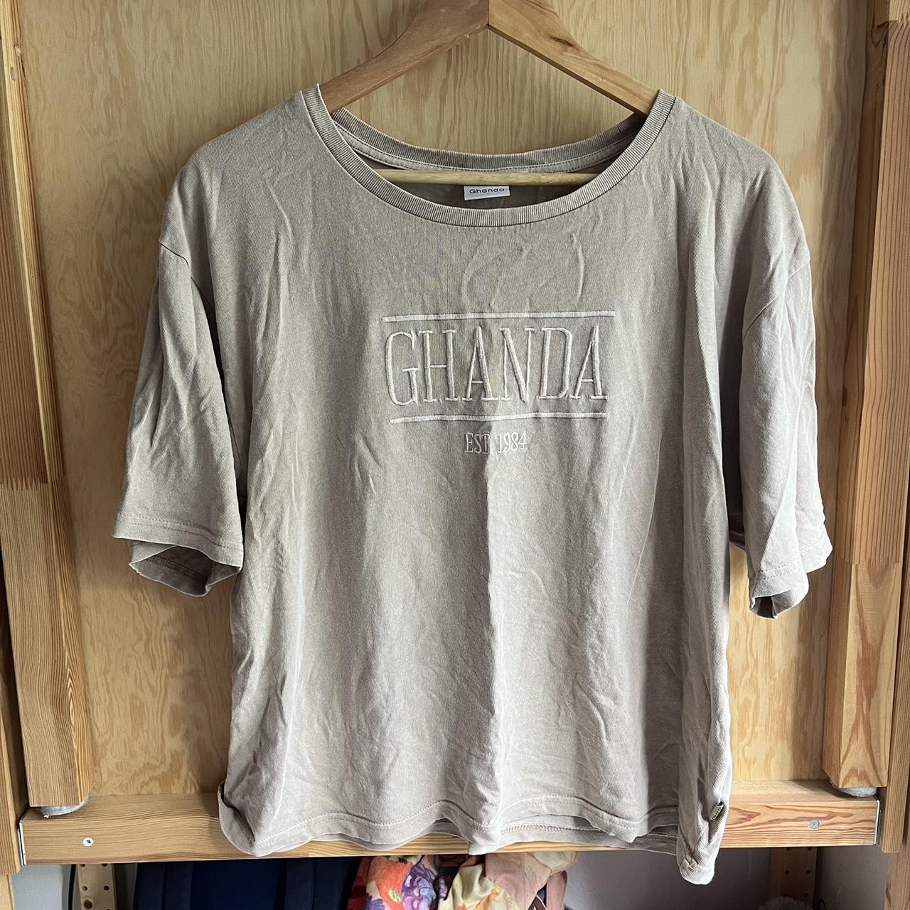 Beige ghanda tee in size 14 - Depop
