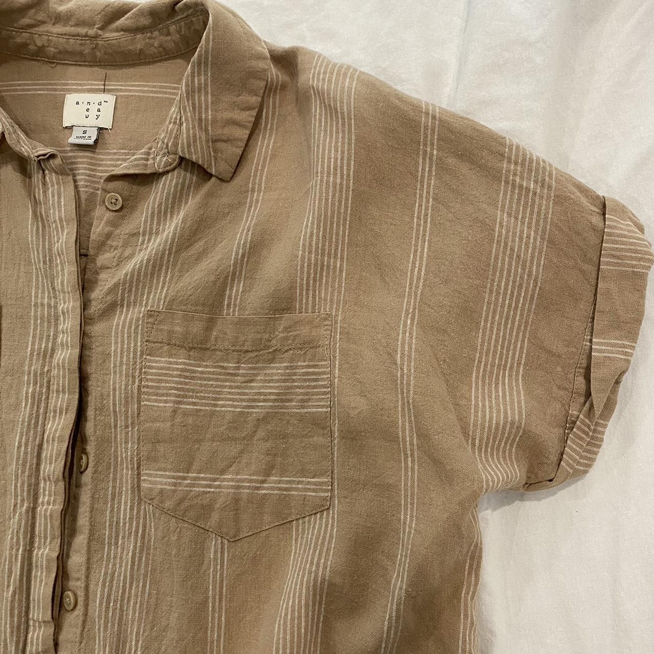 A-New-Day (Target) beige short sleeve button up... - Depop