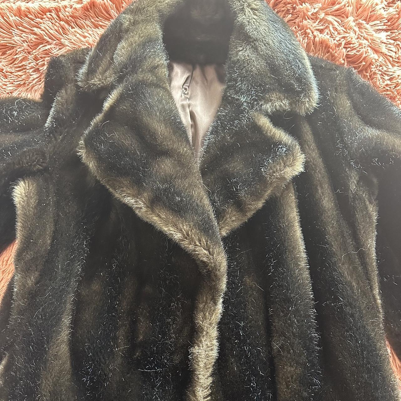 Vintage fur coat, brown, knee length. FITS LIKE A... - Depop