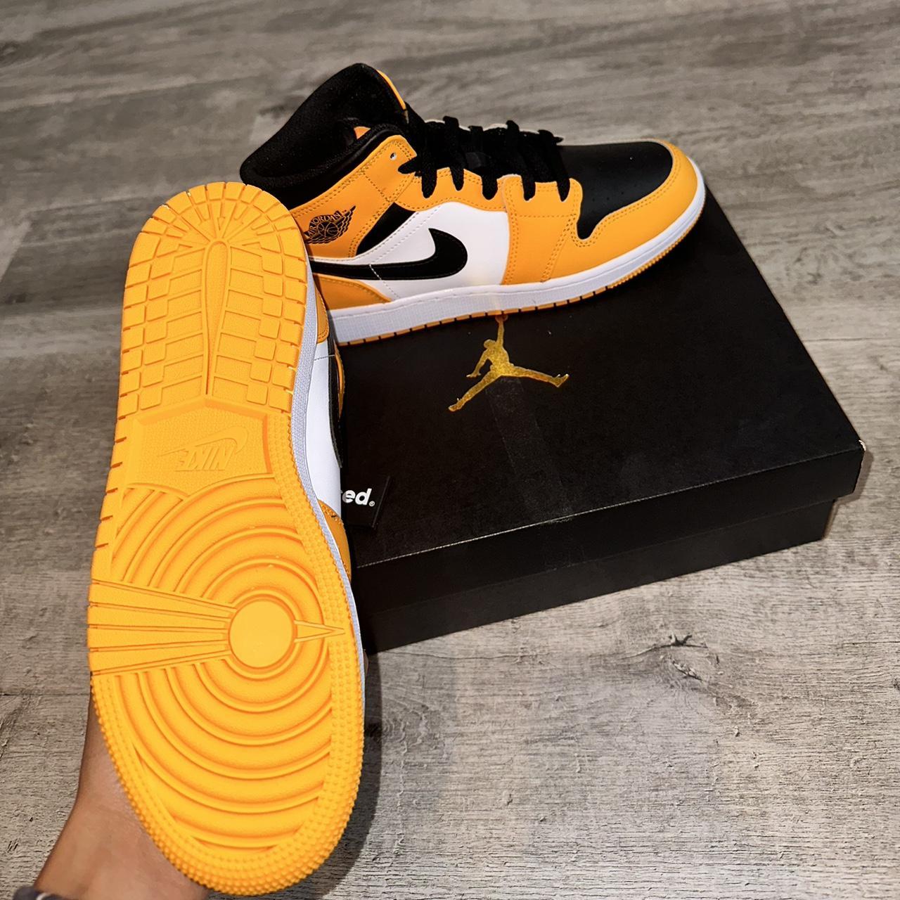 Air Jordan 1 mid reverse yellow toe GS. Brand new... - Depop
