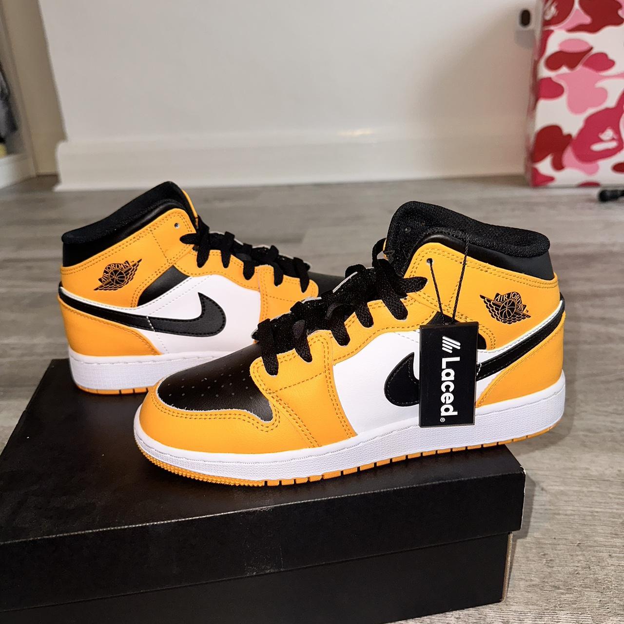 Air Jordan 1 mid reverse yellow toe GS. Brand new... - Depop
