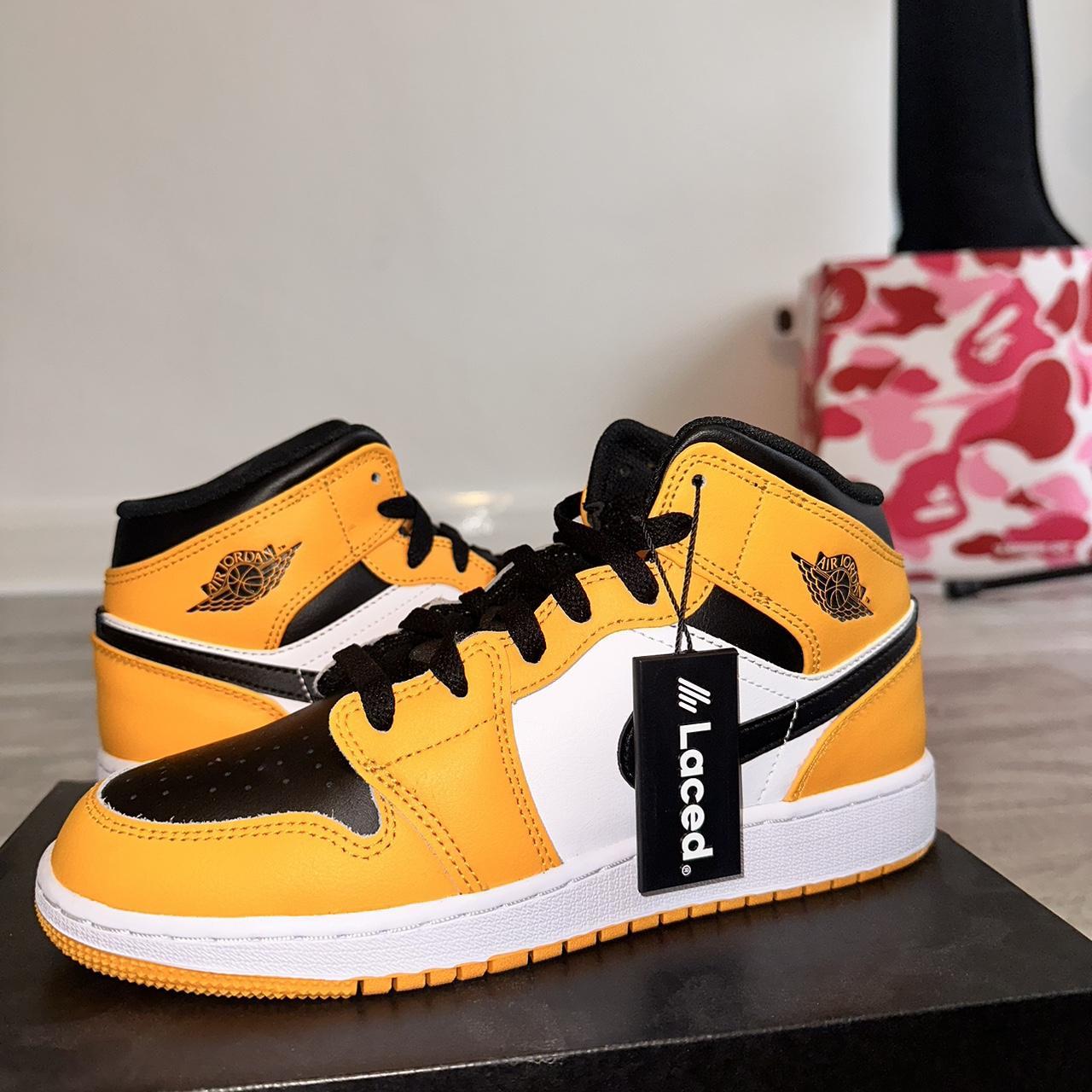Air Jordan 1 mid reverse yellow toe GS. Brand new... - Depop