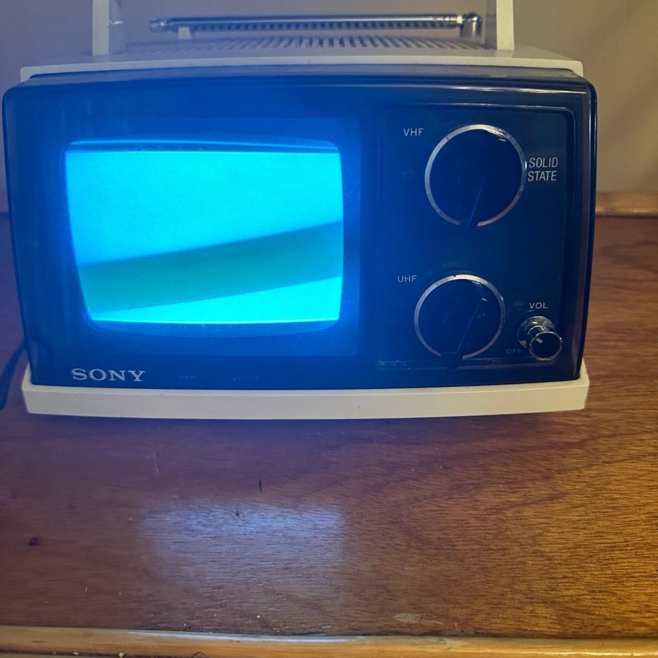 1970s Sony portable TV with 8" screen, 12 channels,... - Depop