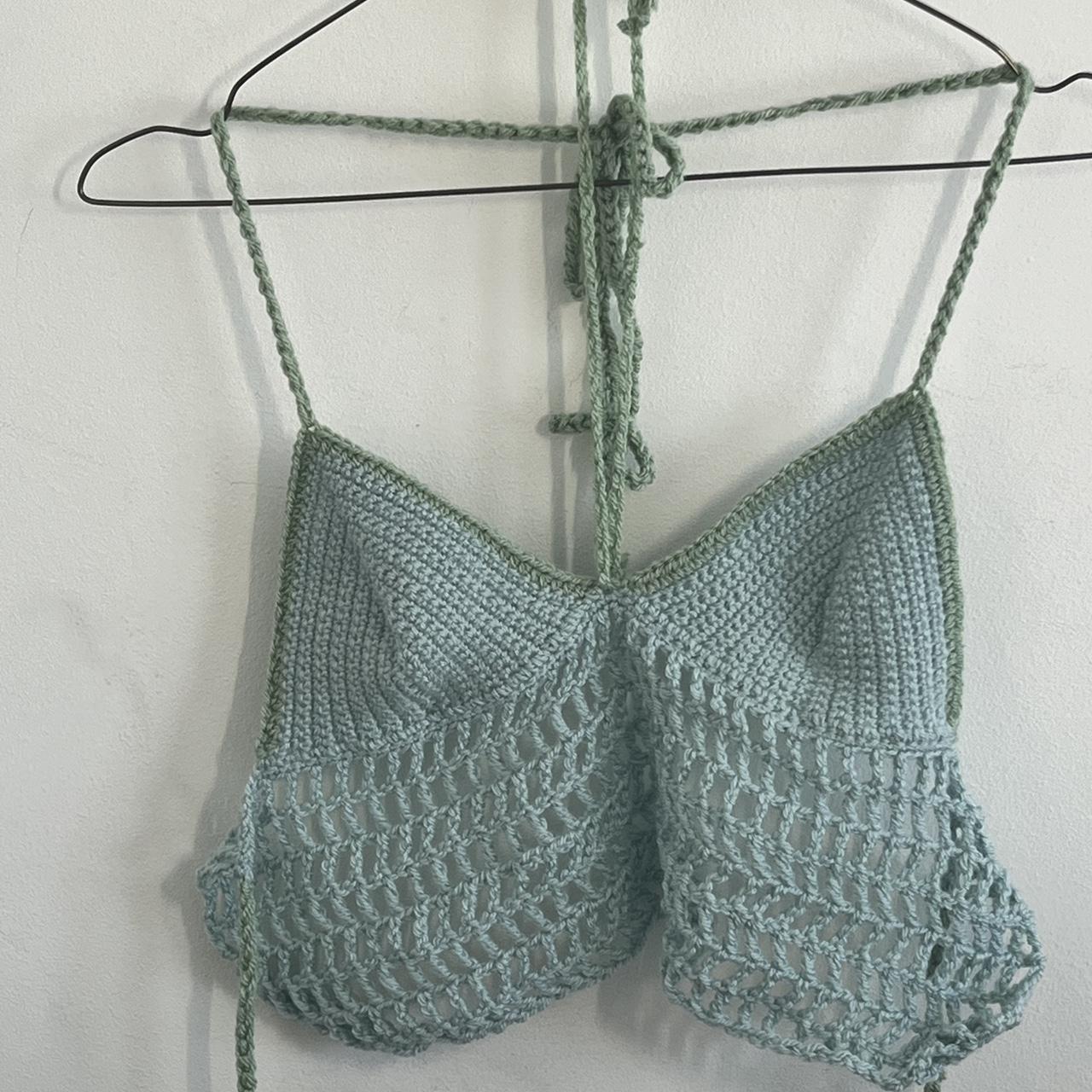 Crochet backless low cropped top. The border is... - Depop