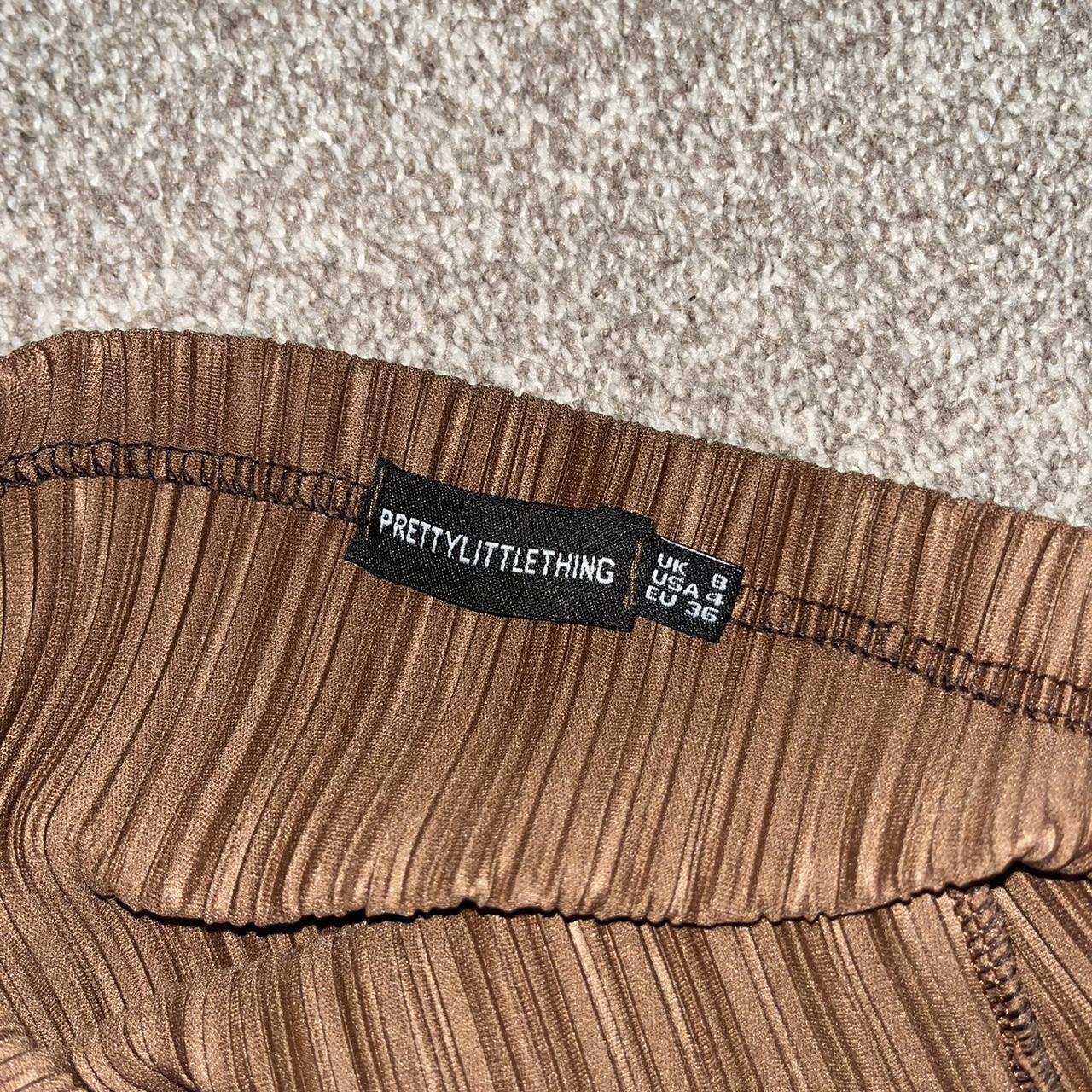 PLT dark brown plisse split micro mini skirt size 8,... - Depop