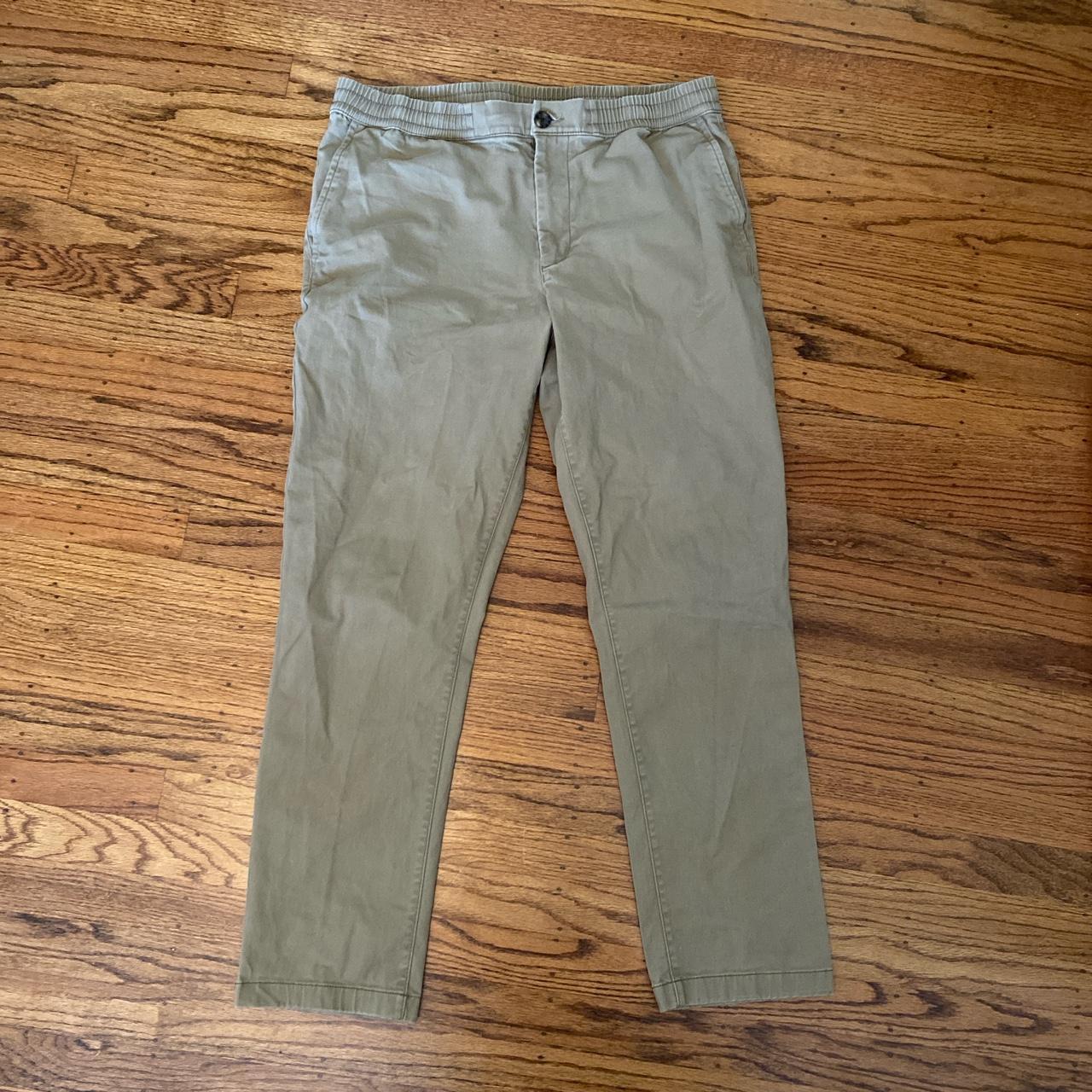 Goodfellow khaki chino pants with elastic waistband,... - Depop