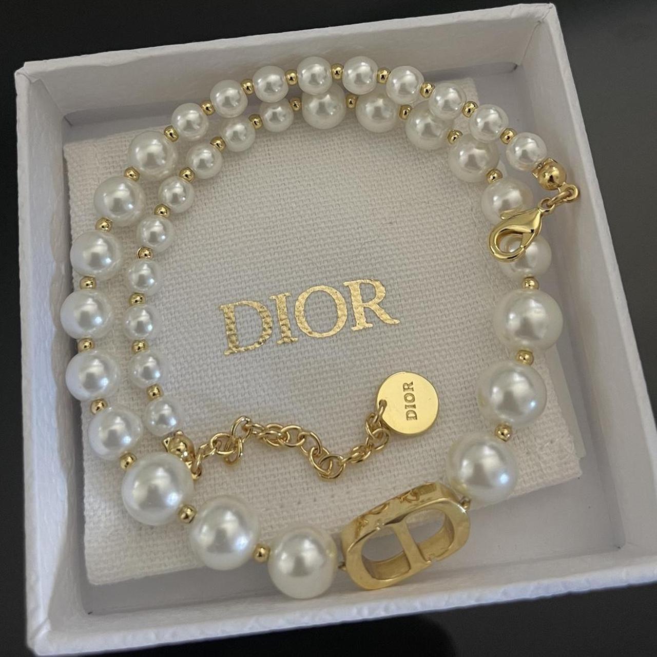 Christian Dior Women's White and Gold Jewellery | Depop