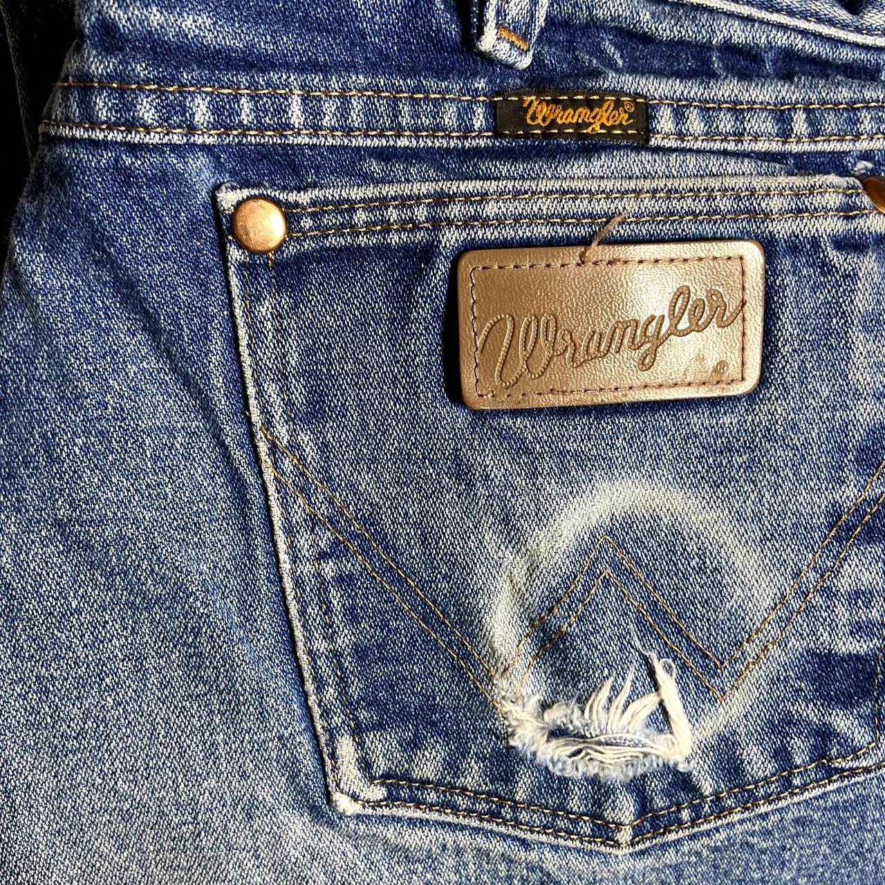 Wrangler Regular Straight Fit Dip Can Marks Medium... - Depop