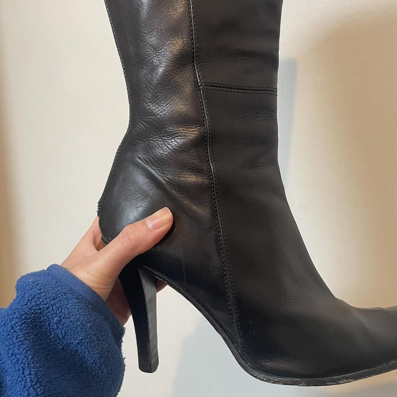 Vintage black calf boots Labelled as a 36 but it... - Depop