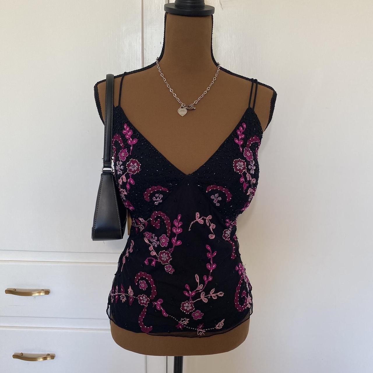 y2k beaded cami top - Cache top - floral fairy top -... - Depop