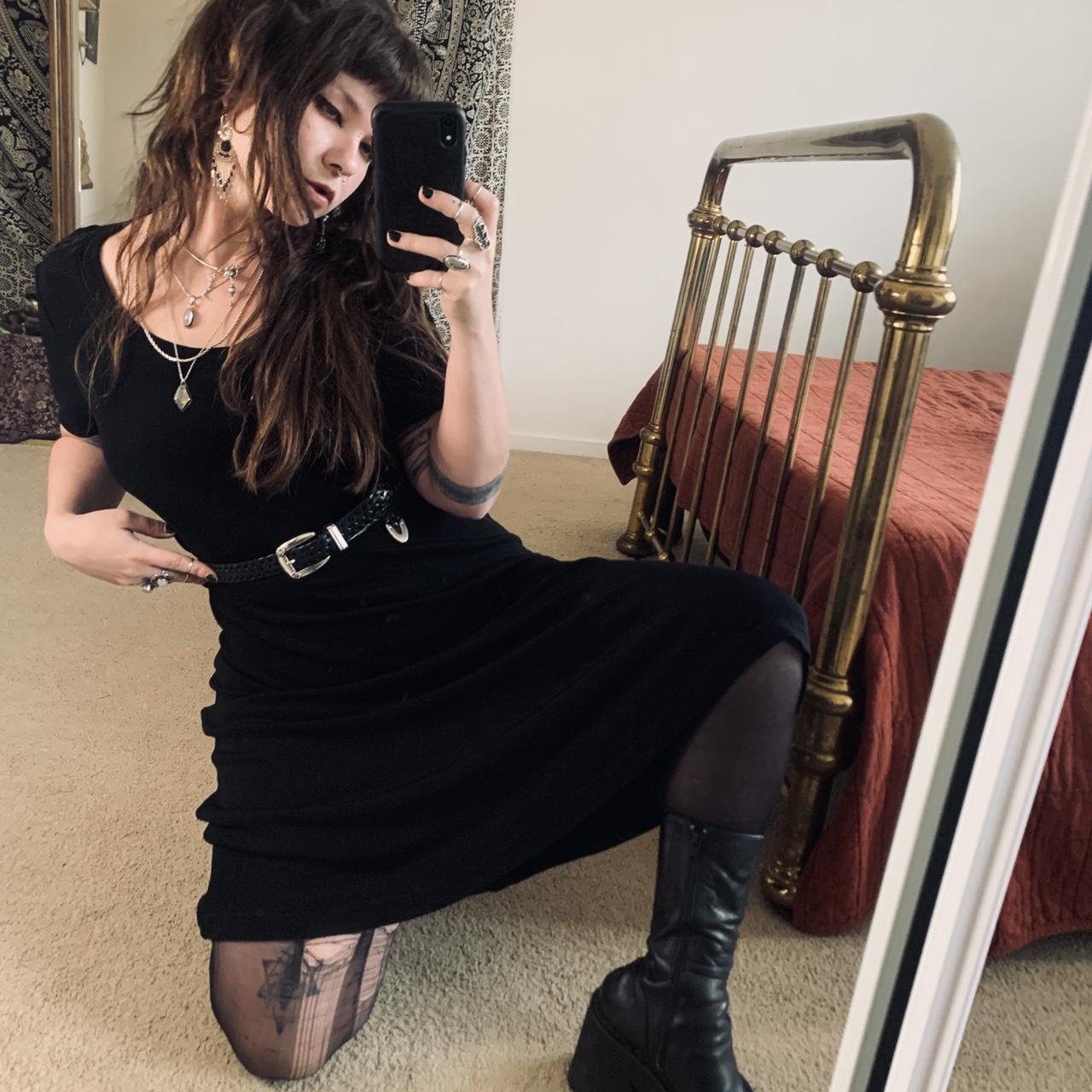 vintage goth minimalist maxi dress •• A... - Depop