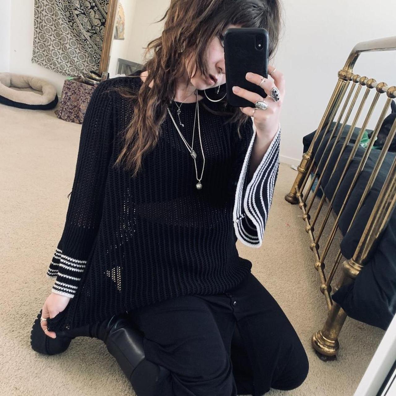 black chunky knit goth sweater •• A cozy knit... - Depop