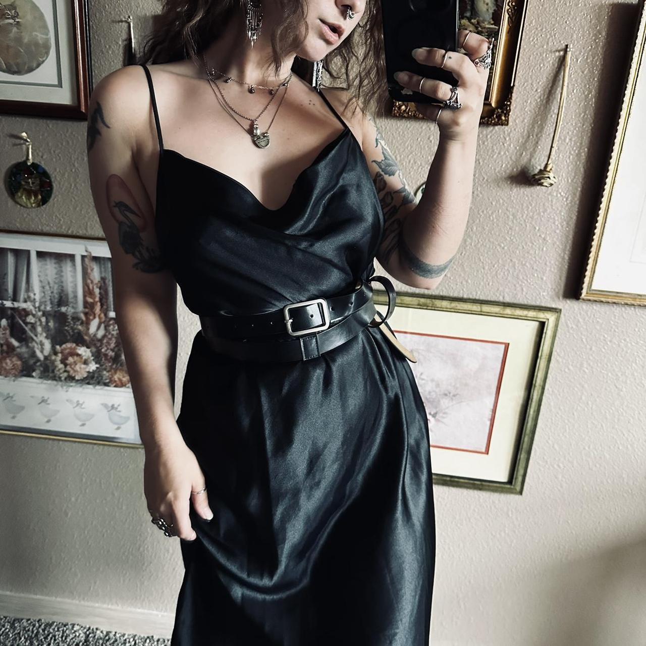 Vintage Black Slip Dress Vintage 90s Black Satin Depop