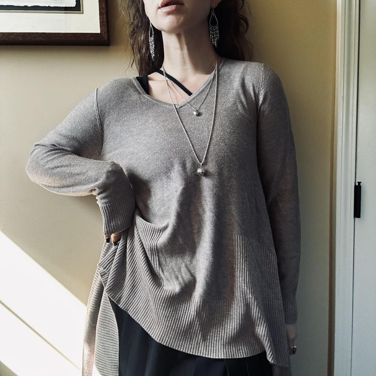 flowy fairy grunge sweater soft taupe pink v neck... - Depop